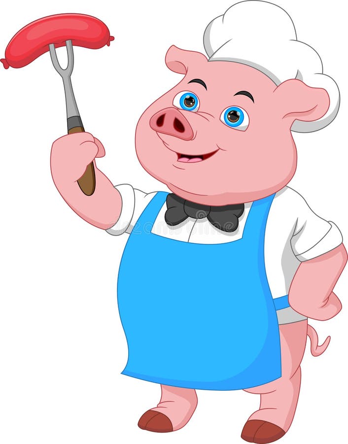Cute chef pig cartoon stock illustration. Illustration of character ...