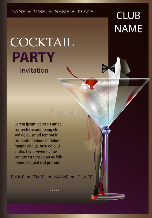 Private Invitation To Cocktail Party in Burgundy and Gold Stock Vector ...