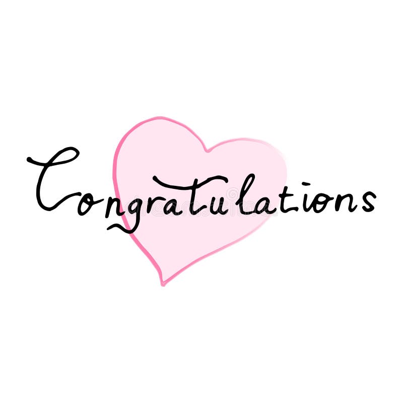 Elegant Congratulations: Hand-Drawn Lettering with Pink Heart ...