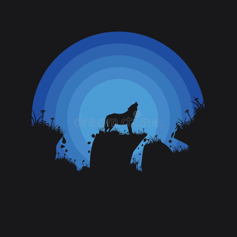 Wolf Howl on the Cliff Silhouette Stock Vector - Illustration of used ...
