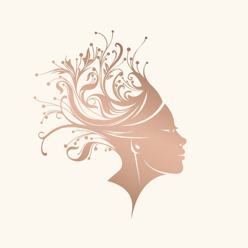 Earth Queen Illustration. Nature, Plants Organic Hairstyle. Stock ...