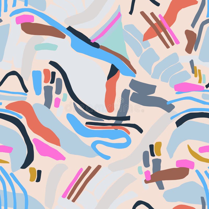 Vector Contemporary Modern Line Painting Artwork Illustration Seamless ...