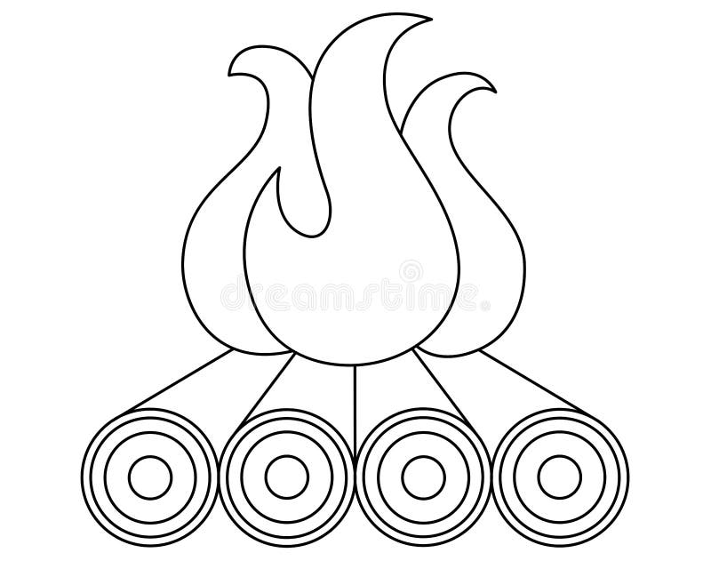 Firewood - Vector Linear Picture for Coloring. Outline. Logs Cut into ...