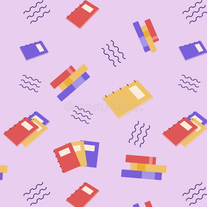 Seamless Pattern of Books and Copybooks. Collection of Copybooks. Stack ...