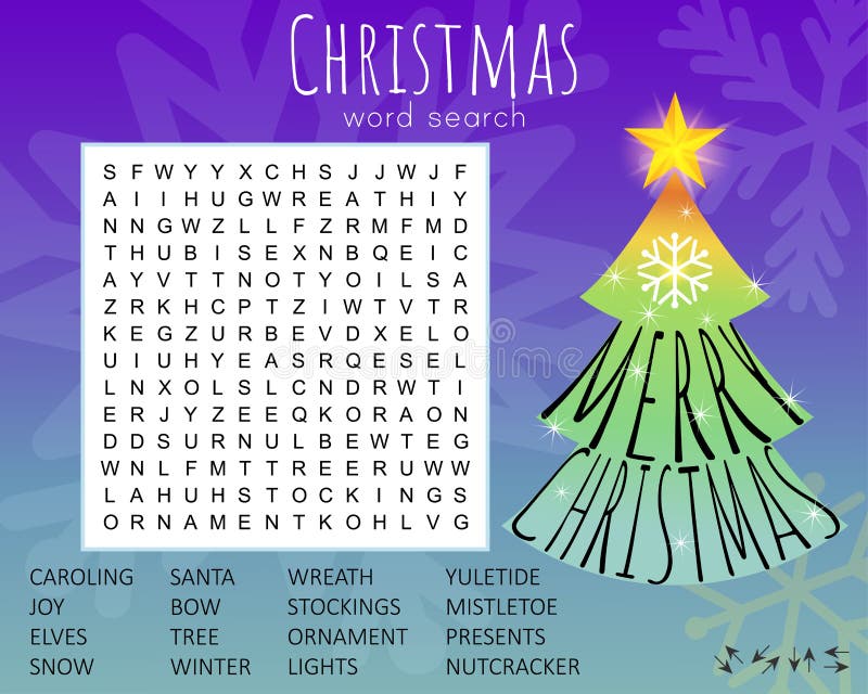 Christmas Word Search Puzzle. Word Search Game about Winter Holidays ...