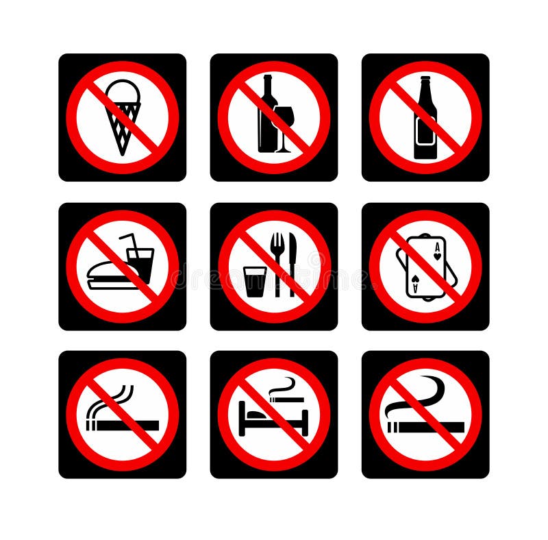 Prohibition Signs,Red Prohibition Sign Set. Forbidden Signs Collection ...