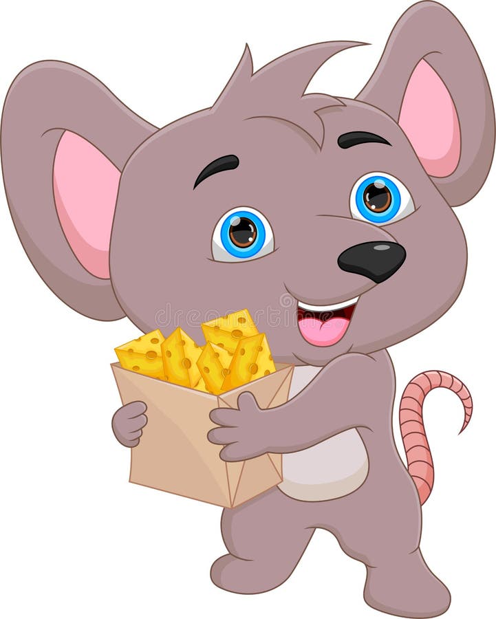 Cartoon Fat Mouse Holding Cheese Stock Vector - Illustration of hungry ...