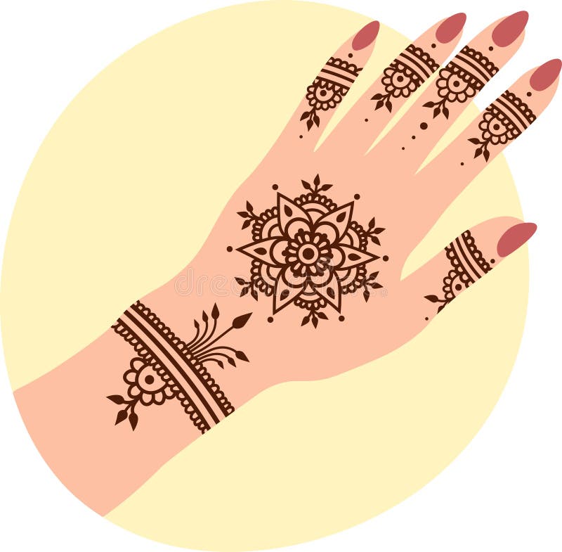 Indian Mehendi for Wedding on Woman Hand, Henna Art in Arabic Culture ...