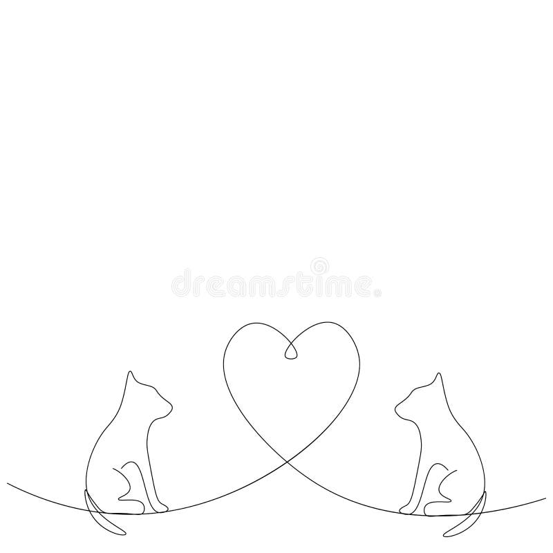 Line Drawing Two Cats Stock Illustrations – 266 Line Drawing Two Cats ...