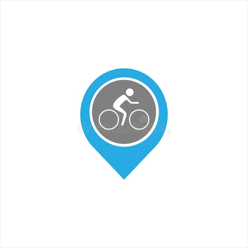 Cyclist Icon on Map Pointer. Stock Vector - Illustration of vector ...