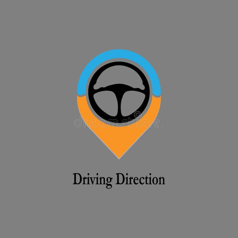 Steering Wheel Map Location Navigation Logo Design. Stock Vector ...