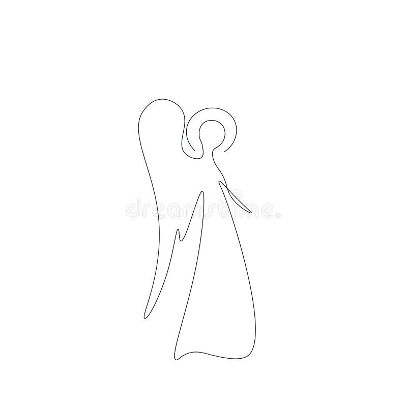 Angel One Line Drawing Vector Illustration Stock Vector - Illustration ...
