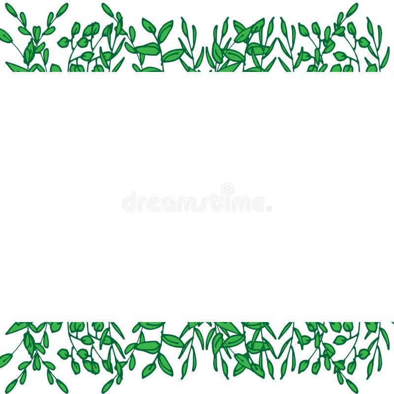 Nature Frame, Green Leaves Illustration. Blank Space Template for Text ...
