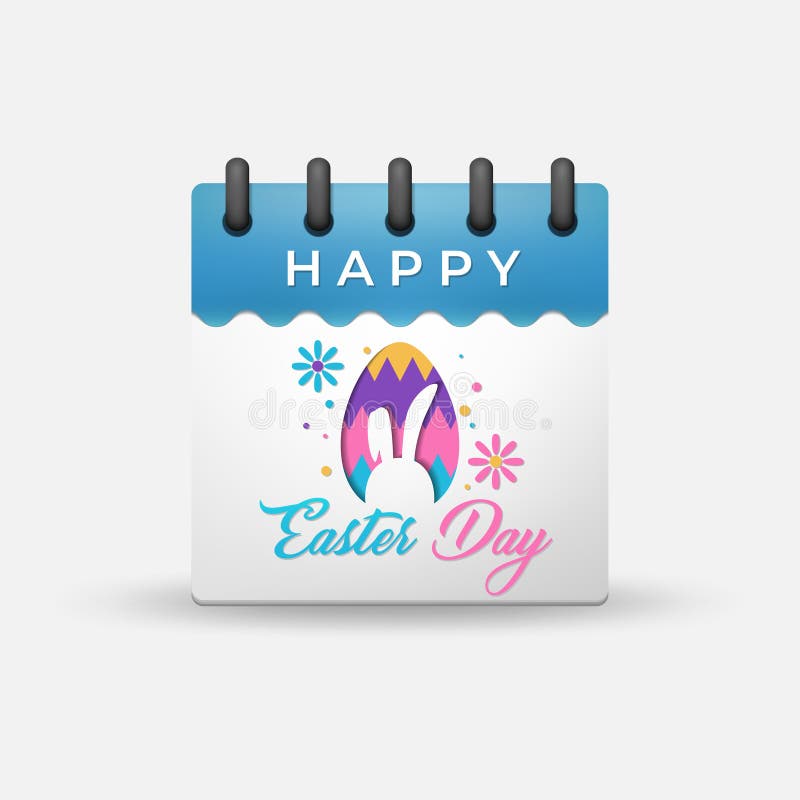 Happy Easter Day Celebration, Realistic Calendar Concept Stock Vector ...