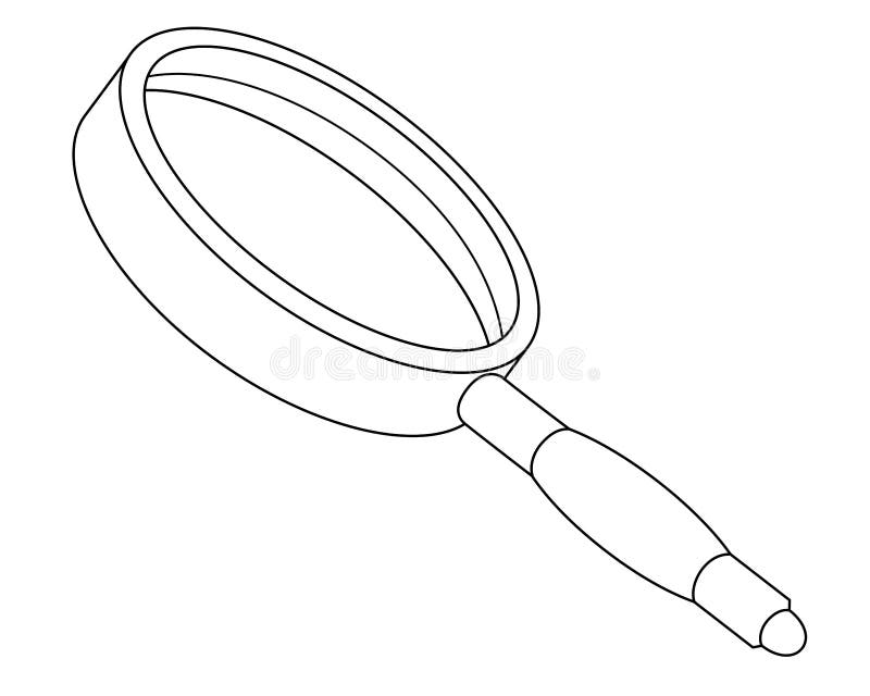 Magnifier, - Magnifying Glass - Vector Linear Illustration for Coloring ...