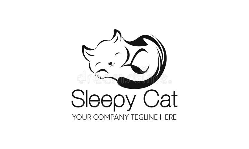 Sleepy Cat Logo Design Template Stock Vector - Illustration of kitten ...