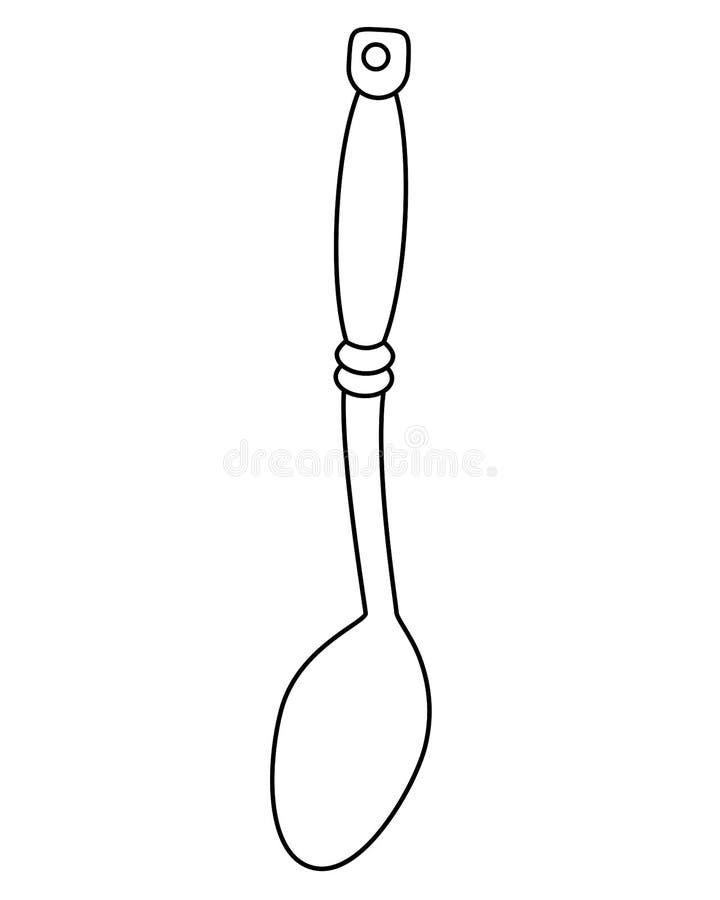 Chef`s Spoon - Large Serving Spoon - Vector Linear Illustration for ...