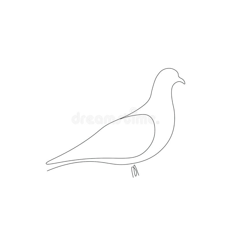 Bird Dove Line Drawing Silhouette, Vector Illustration Stock Vector ...