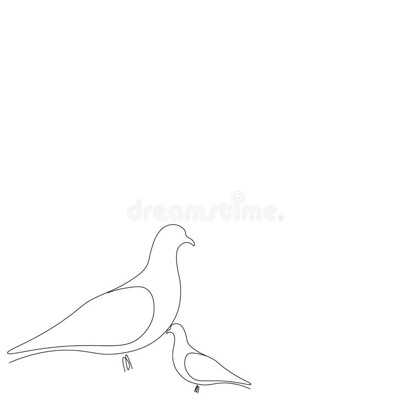 Bird Dove Line Drawing, Vector Illustration Stock Vector - Illustration ...
