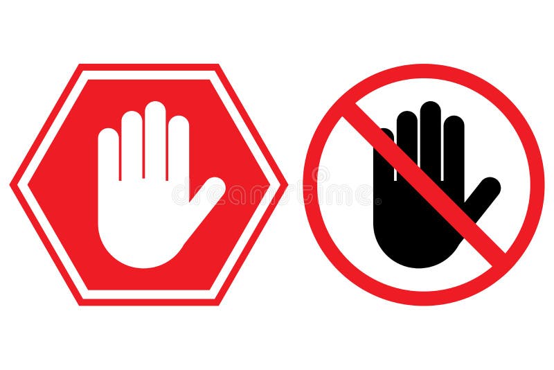 Stop Red Octagonal Stop-hand Sign for Prohibited Activities Stock ... Stop Red Octagonal Stop-hand Sign for Prohibited Activities Stock ...