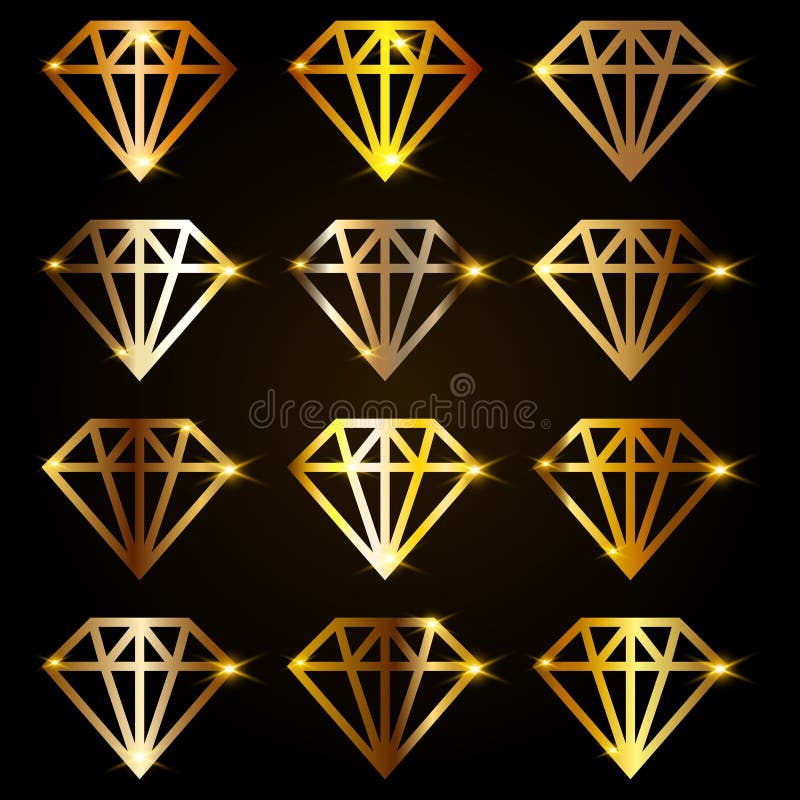 Golden Diamonds Pattern. Vector Geometric Seamless Texture with Rhombus ...