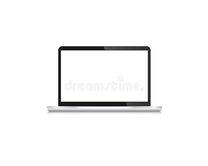 Realistic Laptop Front View - Modern Glossy Laptop Isolated on White ...