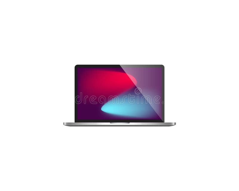Realistic Laptop Front View - Modern Glossy Laptop Isolated on White ...