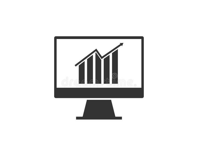 Vector LCD Icon - Display Icon with Chart Bar- TV Mock-up Illustration ...