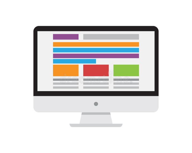 Vector LCD Icon - Display Icon with Website Template - TV Mock-up ...