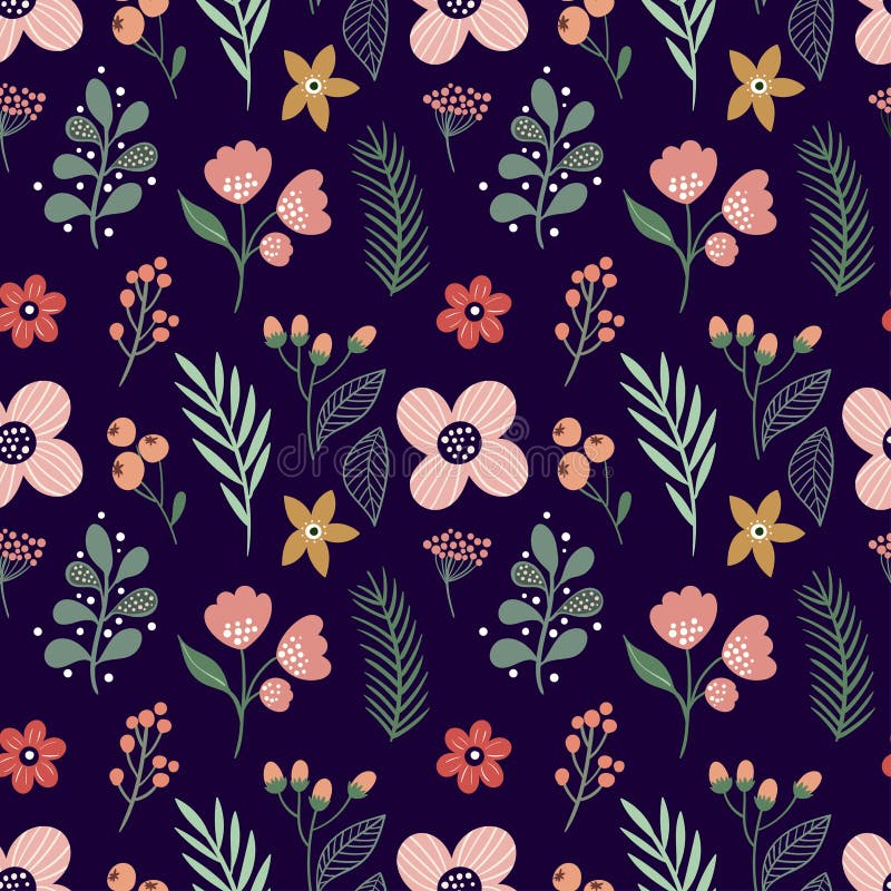 Christmas Festive Seamless Pattern with Floral Design Stock Vector ...