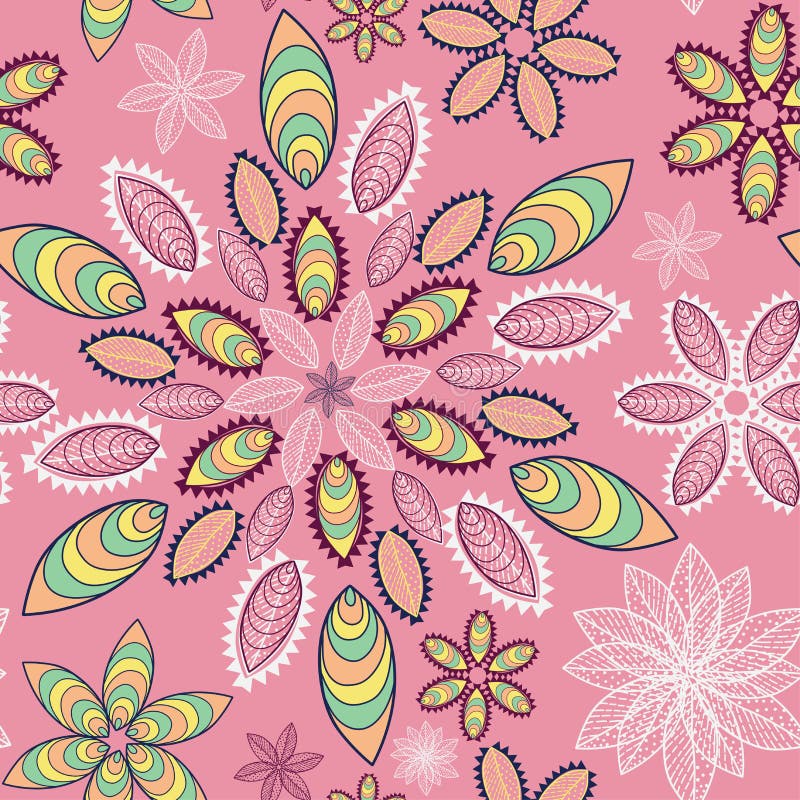 Flower Fish Leaf Abstract Seamless Pattern, Print Design. Stock Vector ...