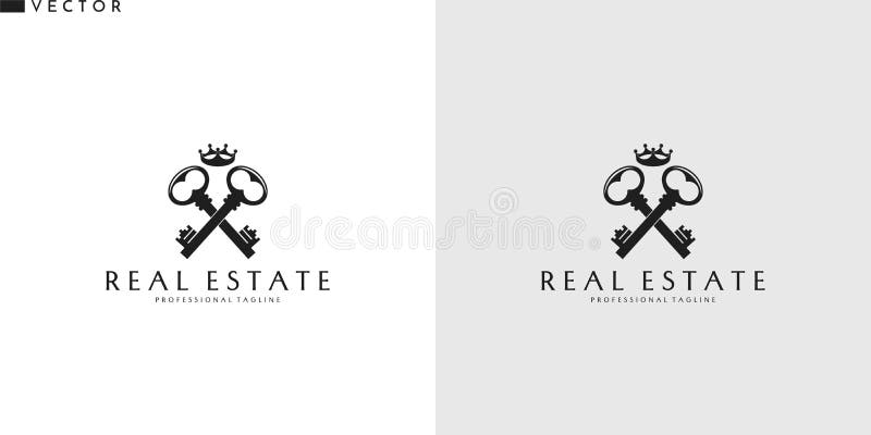 Key with Crown Logo. Real Estate Agency Stock Vector - Illustration of ...