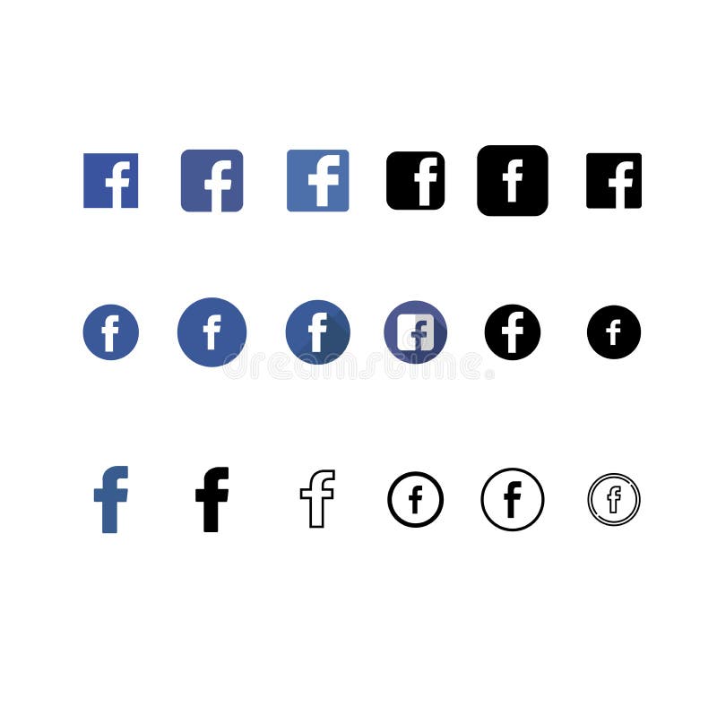 Different Styled Facebook Logo Icon Vector Editorial Stock Image ...