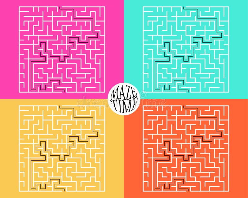 Set of a Labyrinth Game. Rectangular Maze or Puzzle Design Template ...
