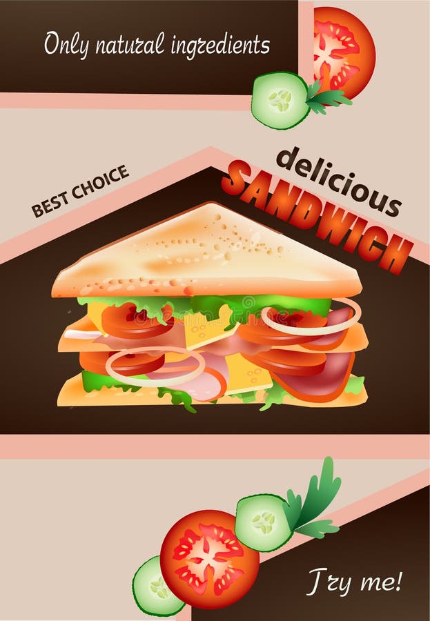 Fast Food Template. Poster Lettering Delicious Sandwiches Stock Vector ...