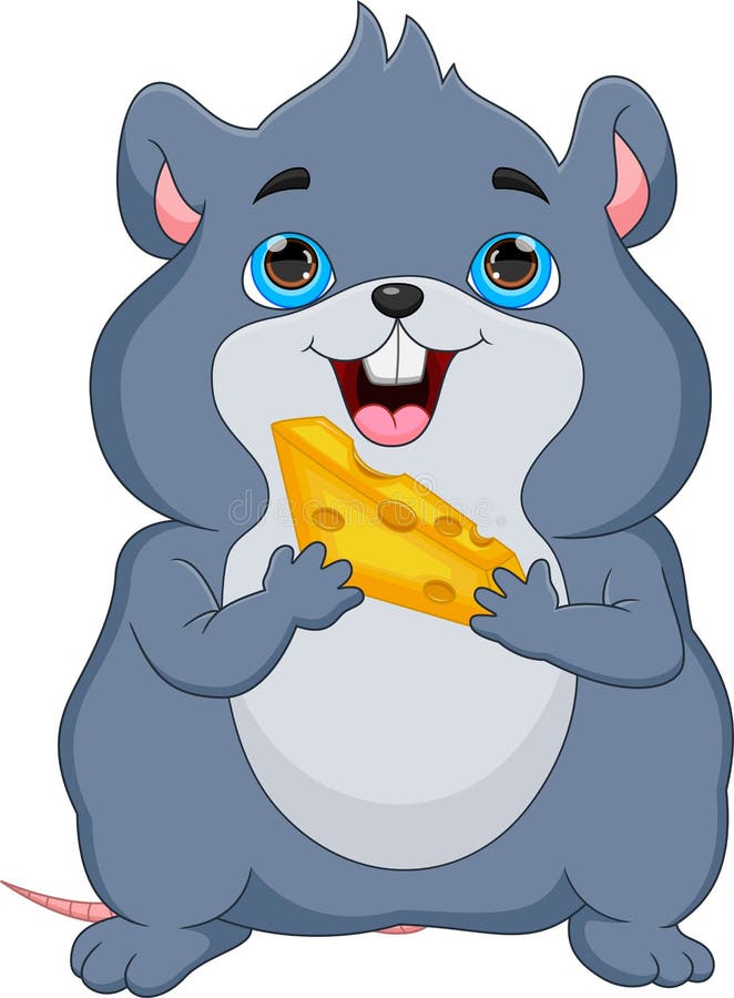 Cartoon Fat Mouse Holding Cheese Stock Vector - Illustration of hungry ...