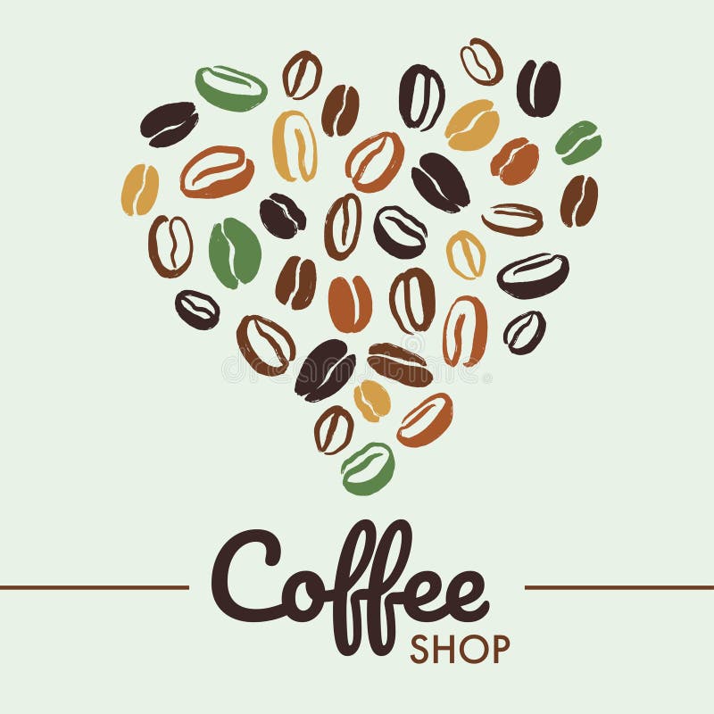 Coffee Shop Logotype in the Shape of a Heart. Stock Vector ...