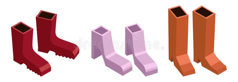 Set of Boots - Isometric Vector Illustration Stock Vector ...