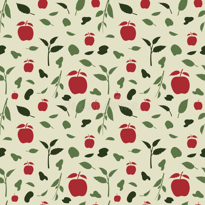 Apple Leaves Organic Seamless Pattern Background Stock Vector ...