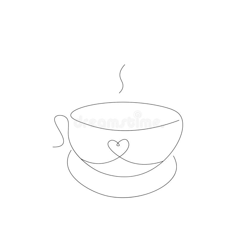 Cup of Tea Line Drawing, Vector Illustration Stock Vector ...