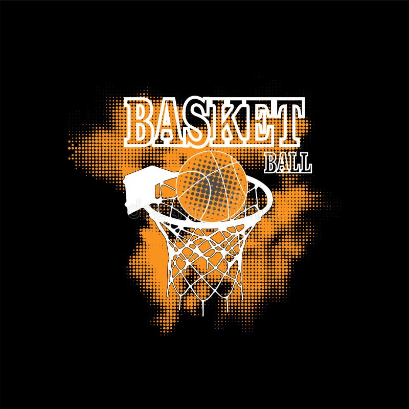 Basketball Hoop and Text Basketball on Orange Spot. Vector Illustration ...