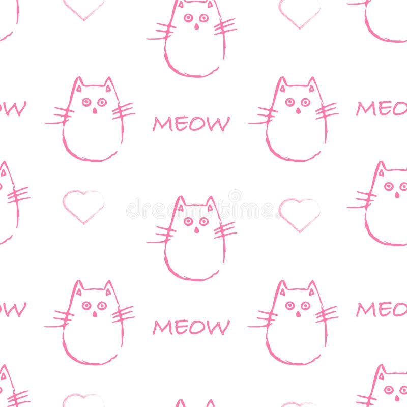 Pattern for Kids with Cartoon Pink Cats Stock Vector - Illustration of ...