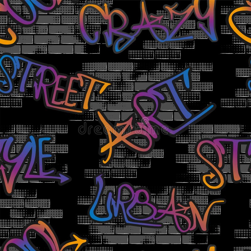 Graffiti Gradient on Grunge Bricks. Stock Vector - Illustration of ...