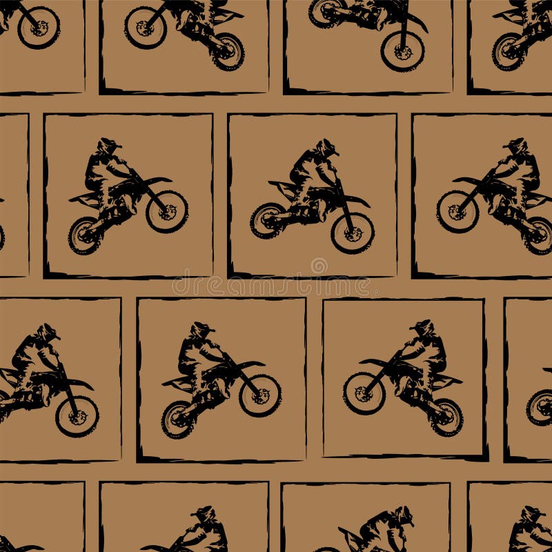 Seamless Sport Pattern with Black Motocross in the Frame. Extreme ...