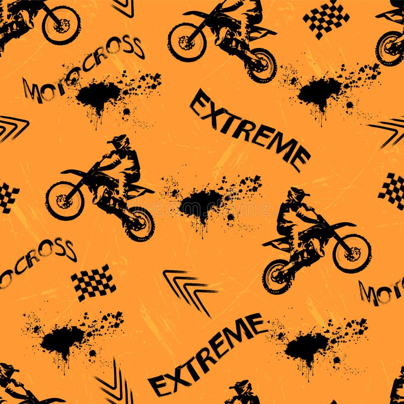 Pattern for Guys with Motocross and Grunge Texture. Stock Vector ...