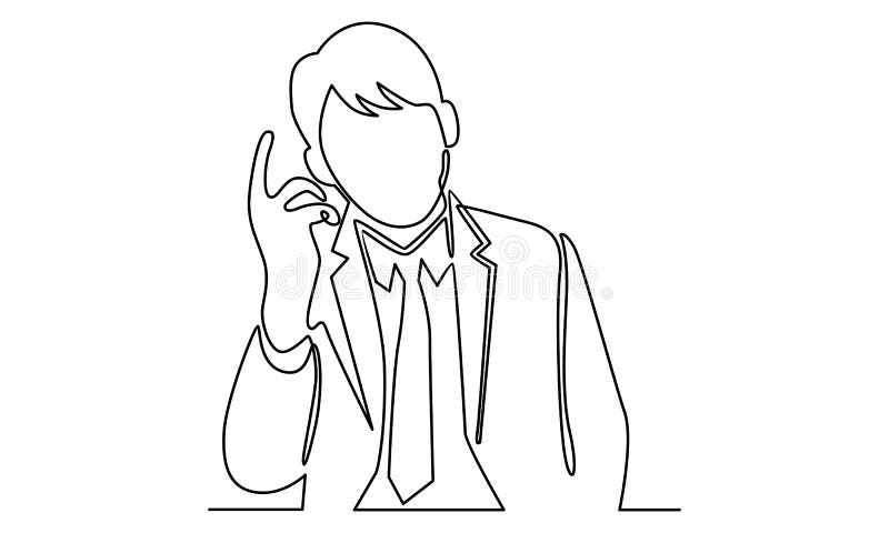 Continue Line of Man Standing Thinking Get Idea. Thoughtful People ...