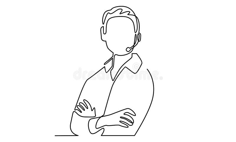 Continue Line of Man Customer Service Operator Support Stock Vector ...