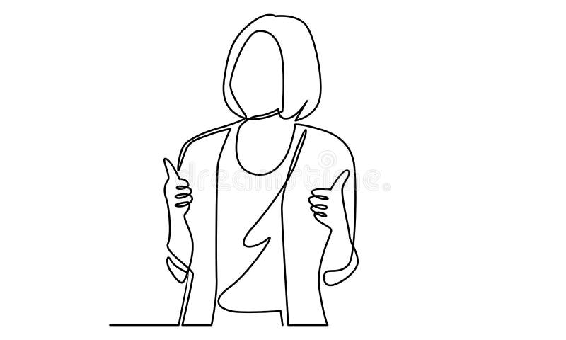 Continue Line of Woman Show Gesturing Thumbs Up Sign Stock Vector ...