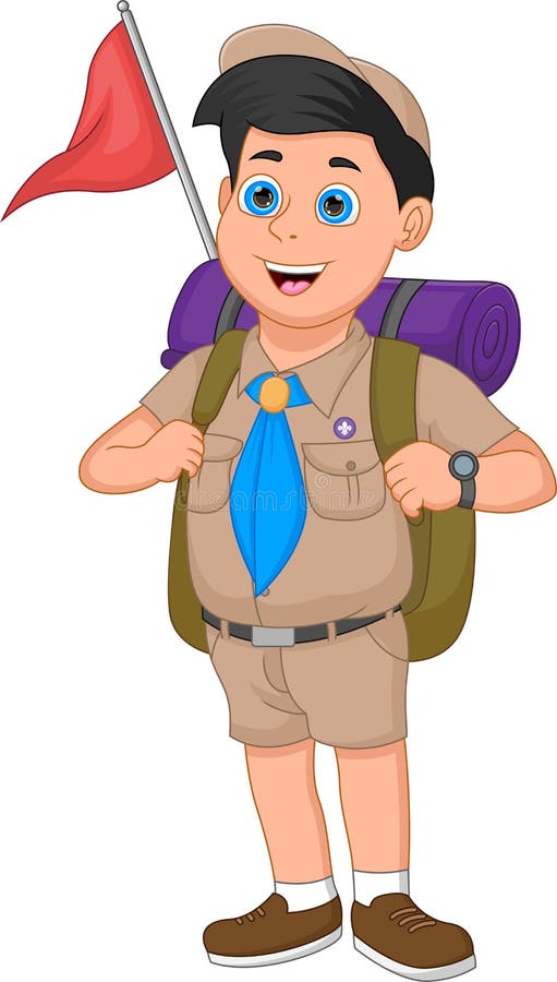 Cute Boy Scout Cartoon on White Background Stock Vector - Illustration ...
