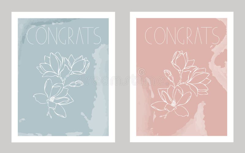 Floral Congrats, Invitation or Greating Card Template Design, White ...